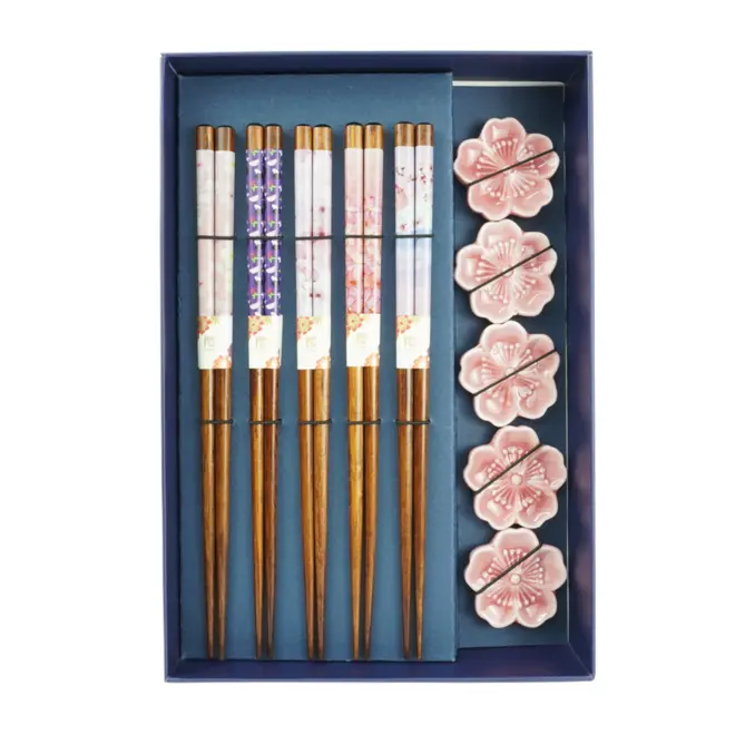 Conjunto de Hashi de Bambu Sakura Tenman-ya – 10 peças
